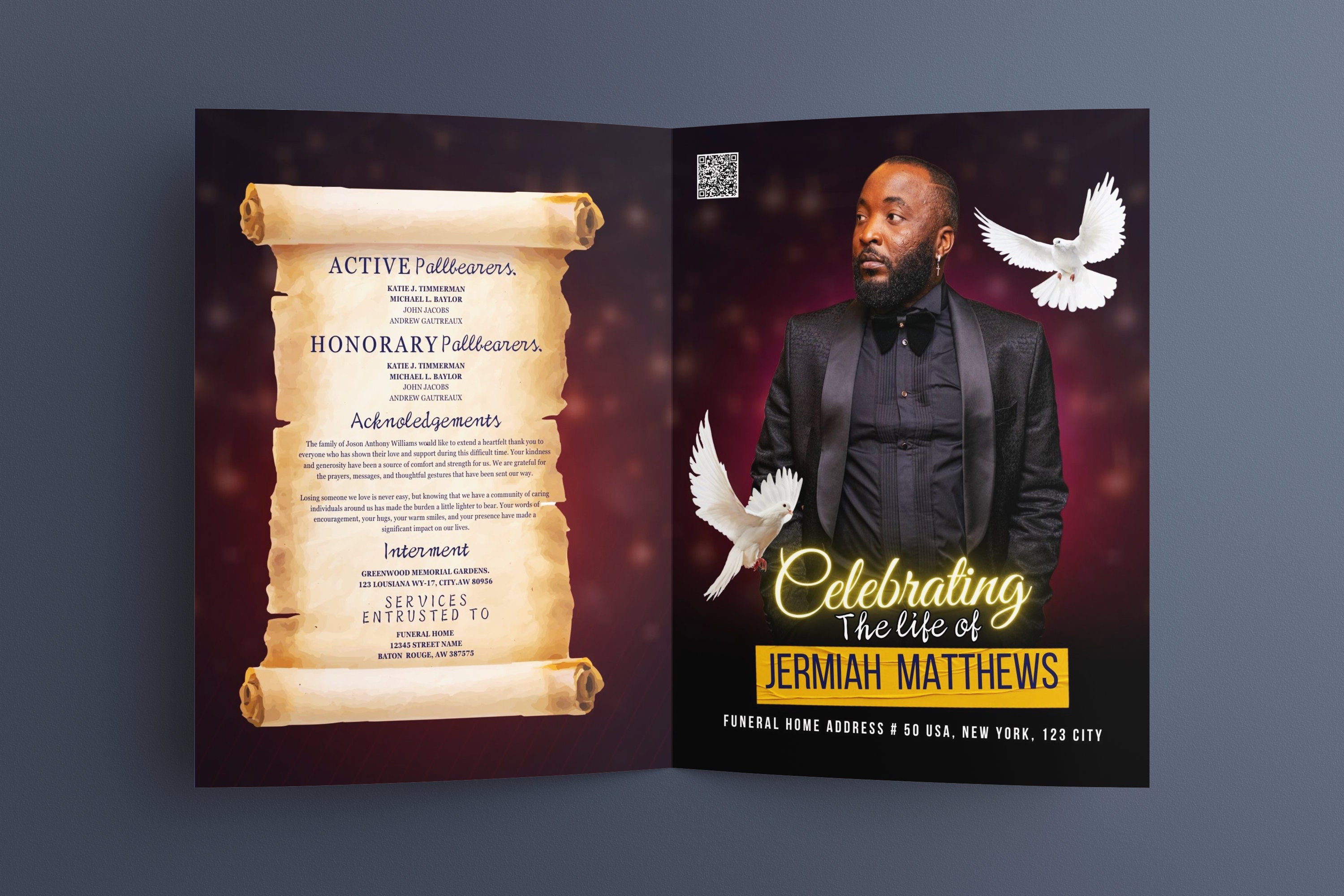 8 Page Green Funeral Program Template Canva Funeral Booklet - Etsy