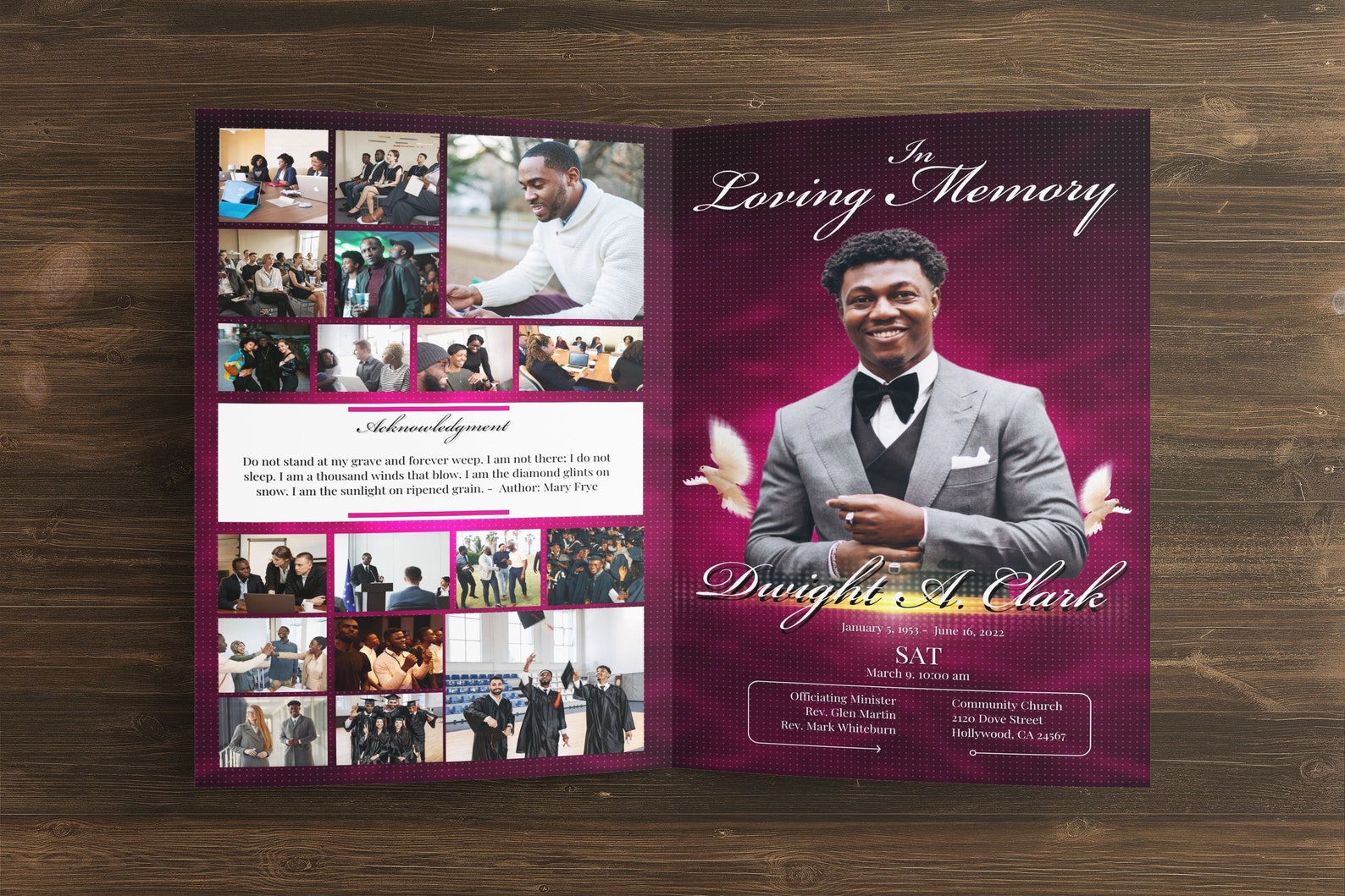 4 Page Funeral Program Template, Canva Funeral Template Printable ...
