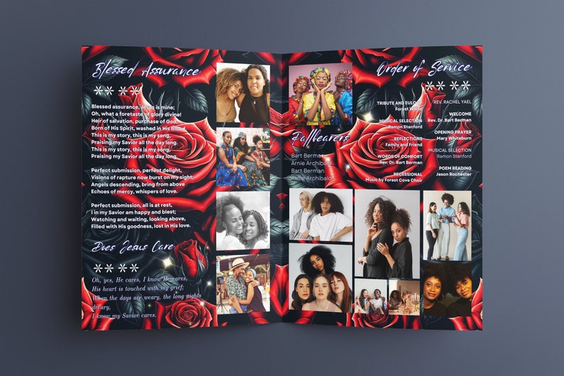 Printable Memorial Booklet - 8 Pages, Elegant Memorial Program, Funeral ...
