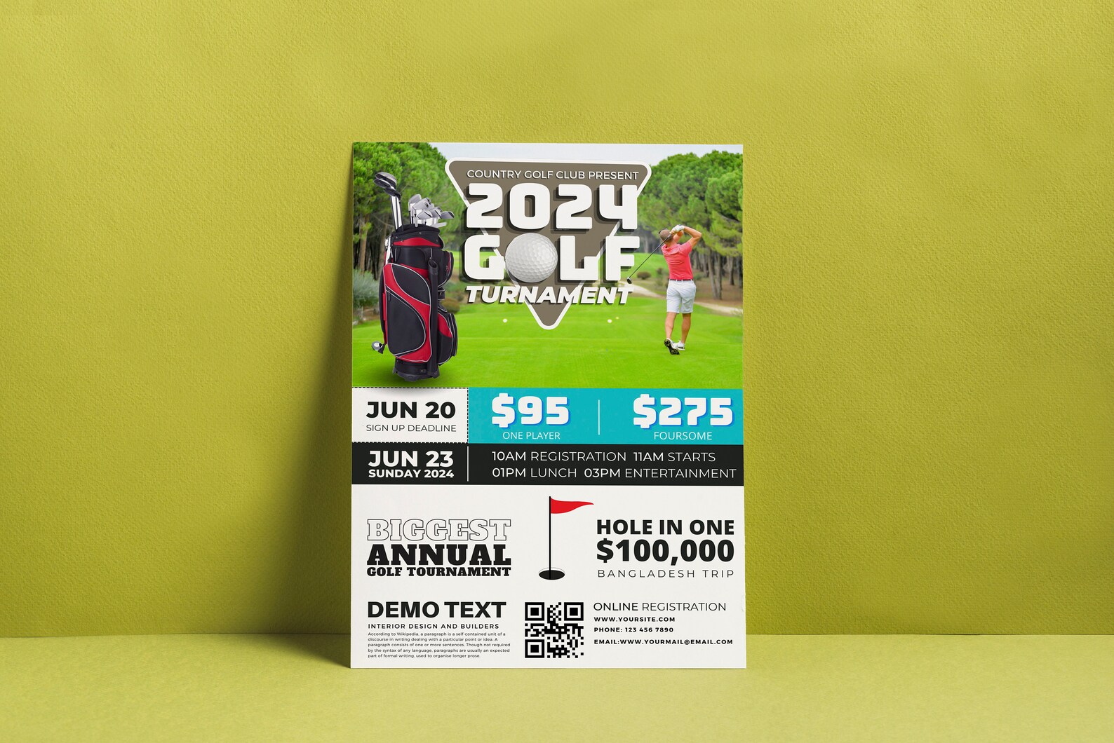 Printable Golf Tournament Event Invitation Flyer, Editable Golf ...