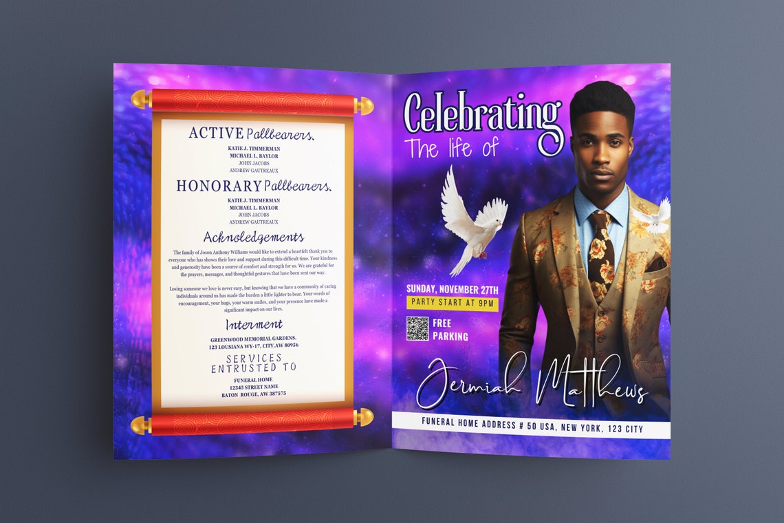 8 Page Funeral Program Template, Canva Funeral Booklet Template ...