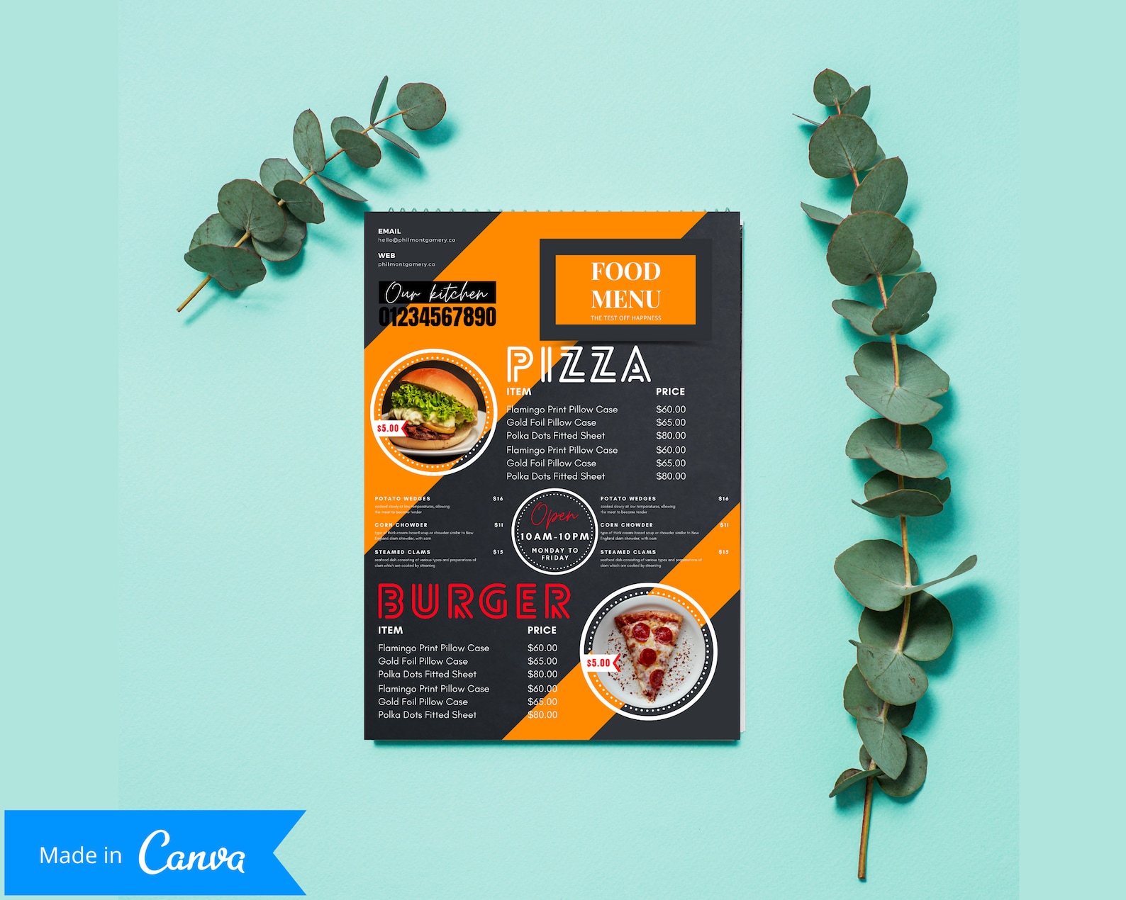 Food Menu Template, Canva Food Menu Template,food Menu, Restaurant Menu ...
