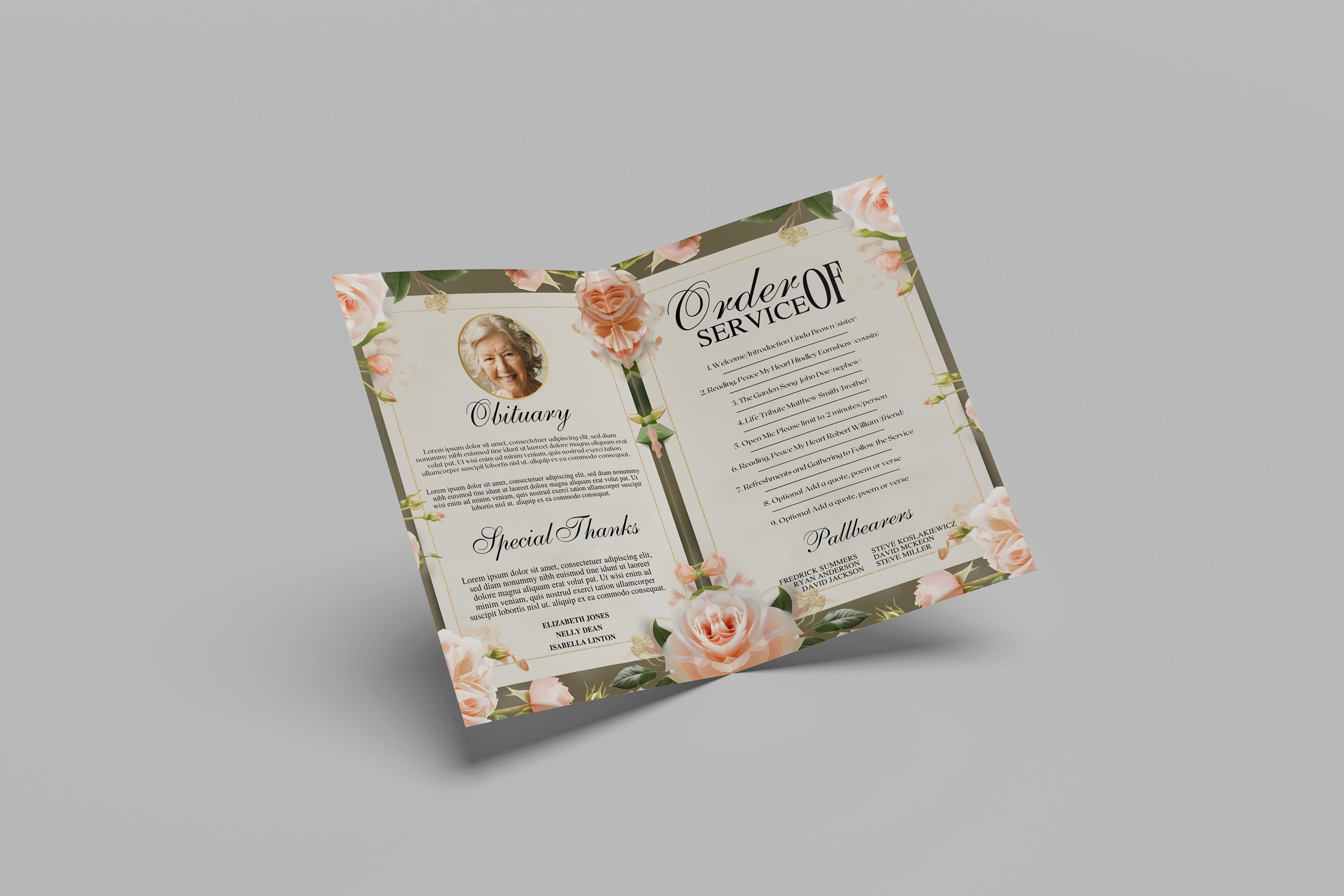 Editable Funeral Program Template, Memorial Service Template ...