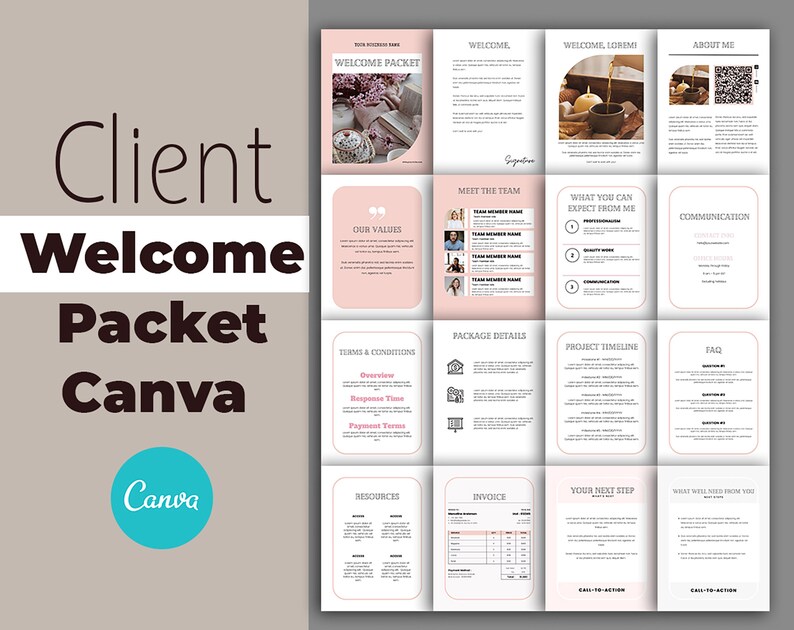 Editable Client Welcome Packet Template, Canva Editable Virtual ...
