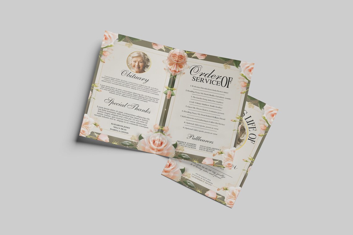 Editable Funeral Program Template, Memorial Service Template ...