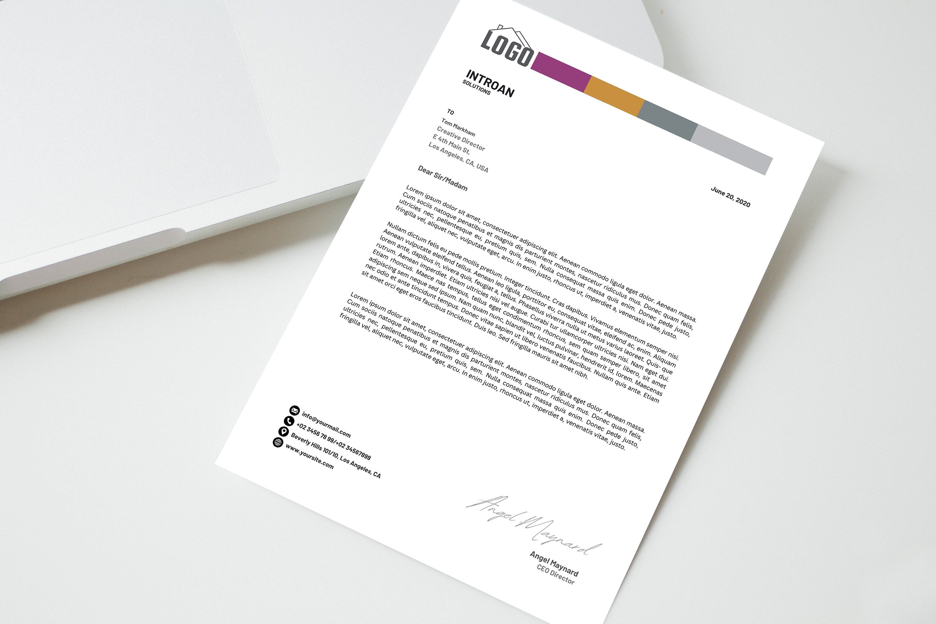Editable Business Letterhead Template, Company Letterhead Template ...