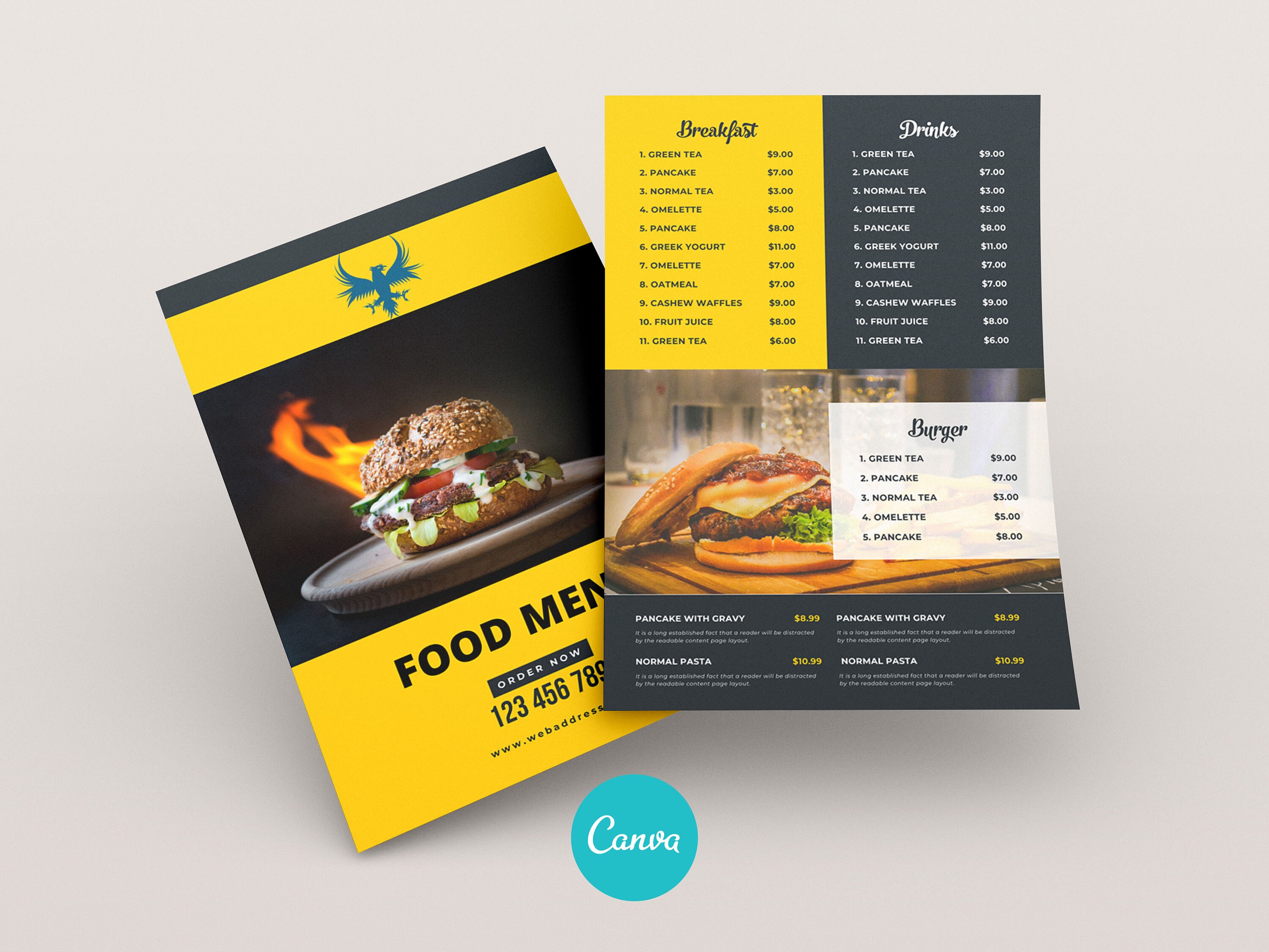Beautiful Food Menu Design Template, , Food Menu Template Canva, Food ...