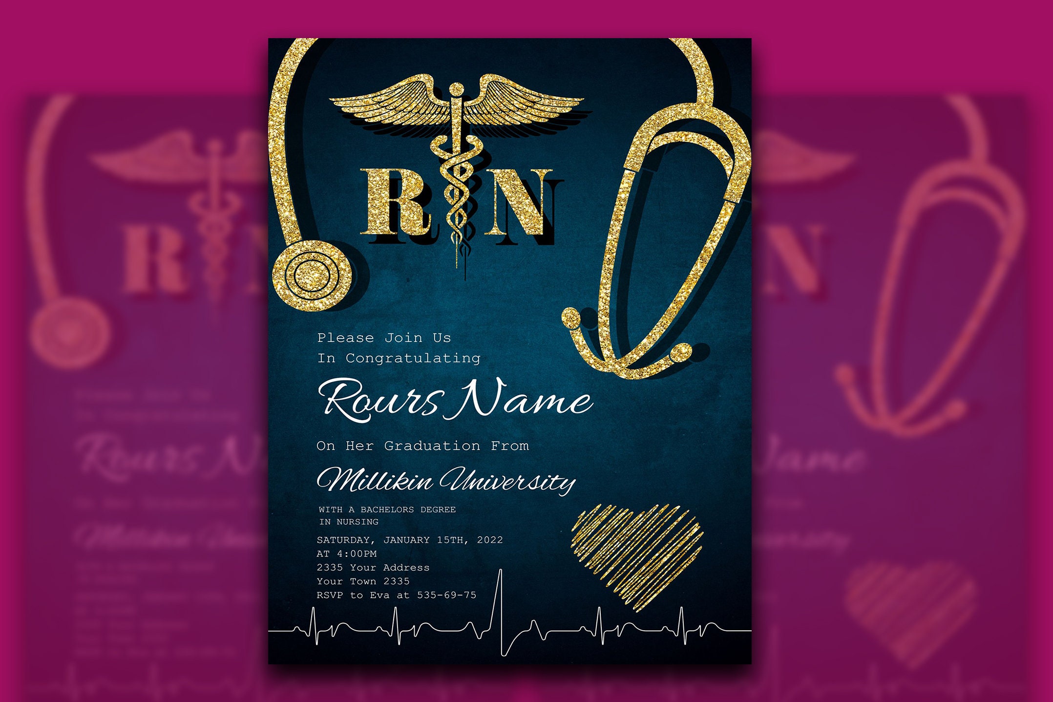 Nurse Graduation Invitation | Printable Rn Invitation | Nursing Grad ...