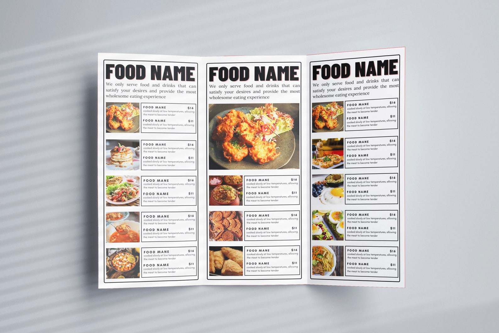 Food Menu Trifold Canva Template | Editable Food Menu Template | Bakery ...