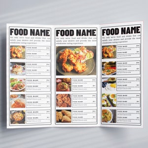 Food Menu Trifold Canva Template | Editable Food Menu Template | Bakery ...