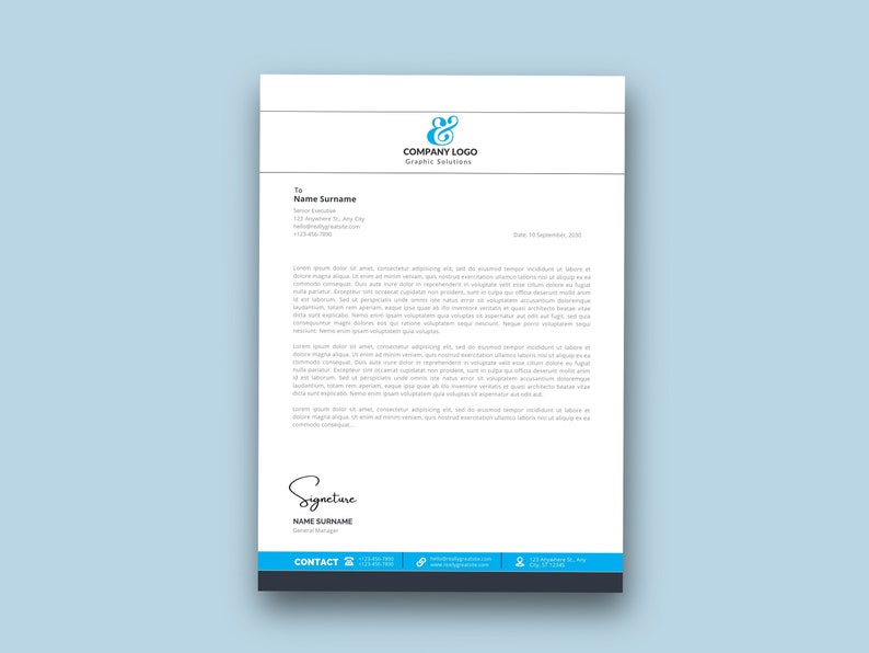 Editable Company Letterhead Template, Letterhead Business, Business ...