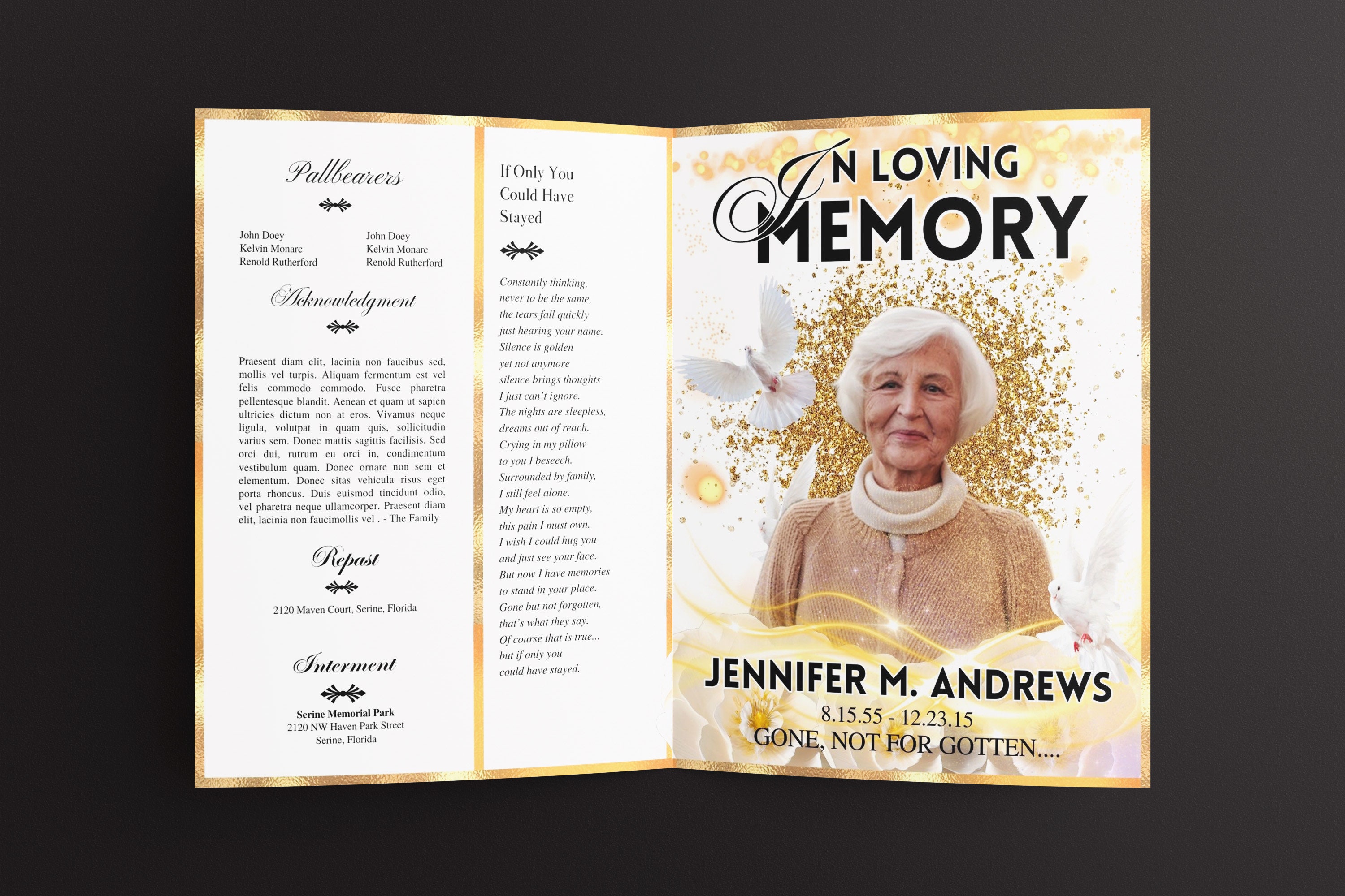 8 Page Funeral Program Canva Template Funeral Template - Etsy