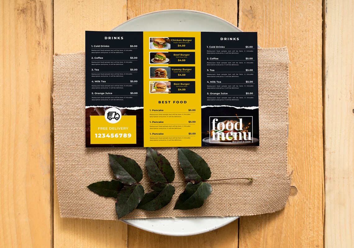Printable Restaurant Menu Template, Food Menu Templates, Printable ...