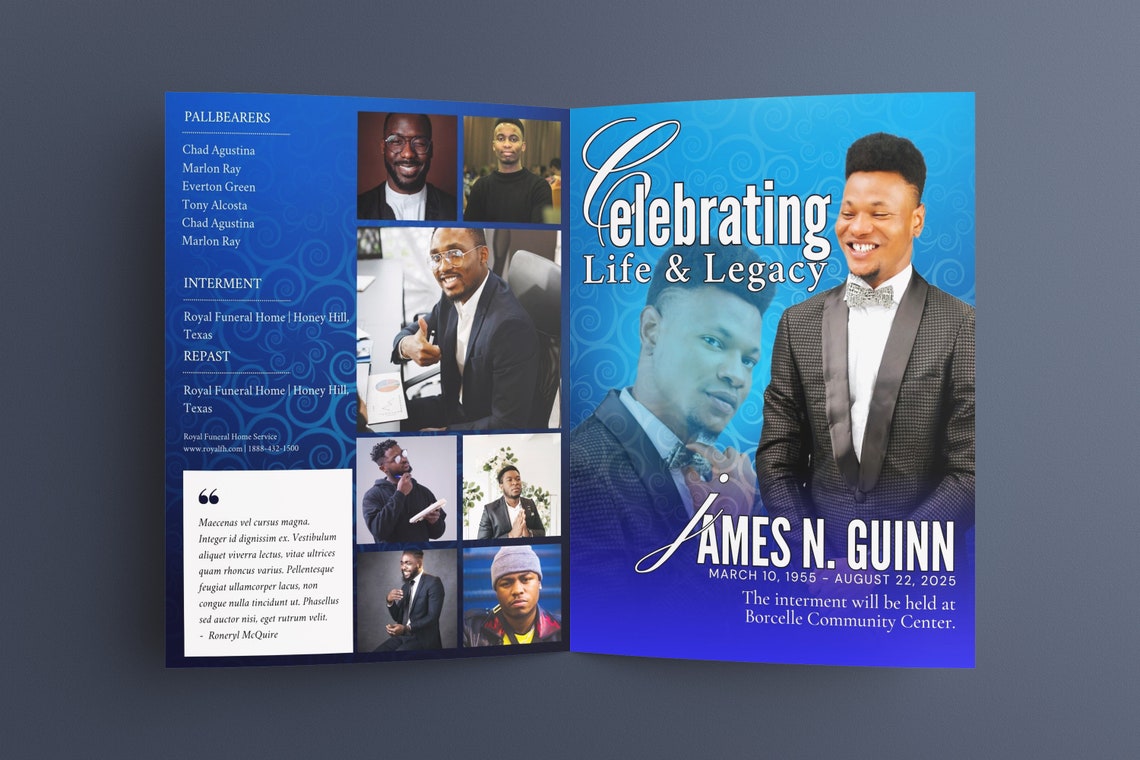 8 Page Editable Funeral Program Template, Funeral Template Printable ...