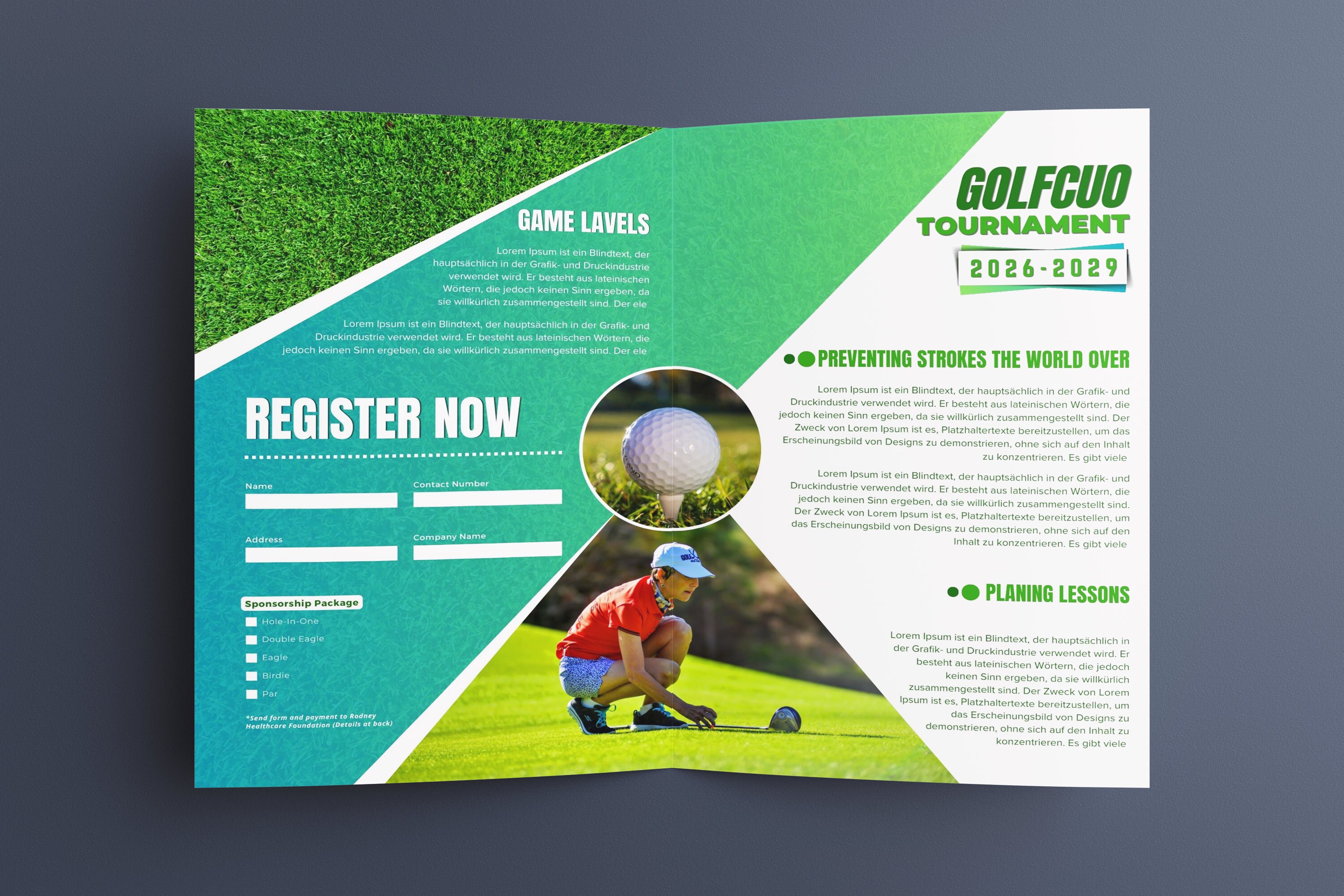 Golf Tournament Bi-fold Brochure Template | Golf Cup Bifold / Halffold ...