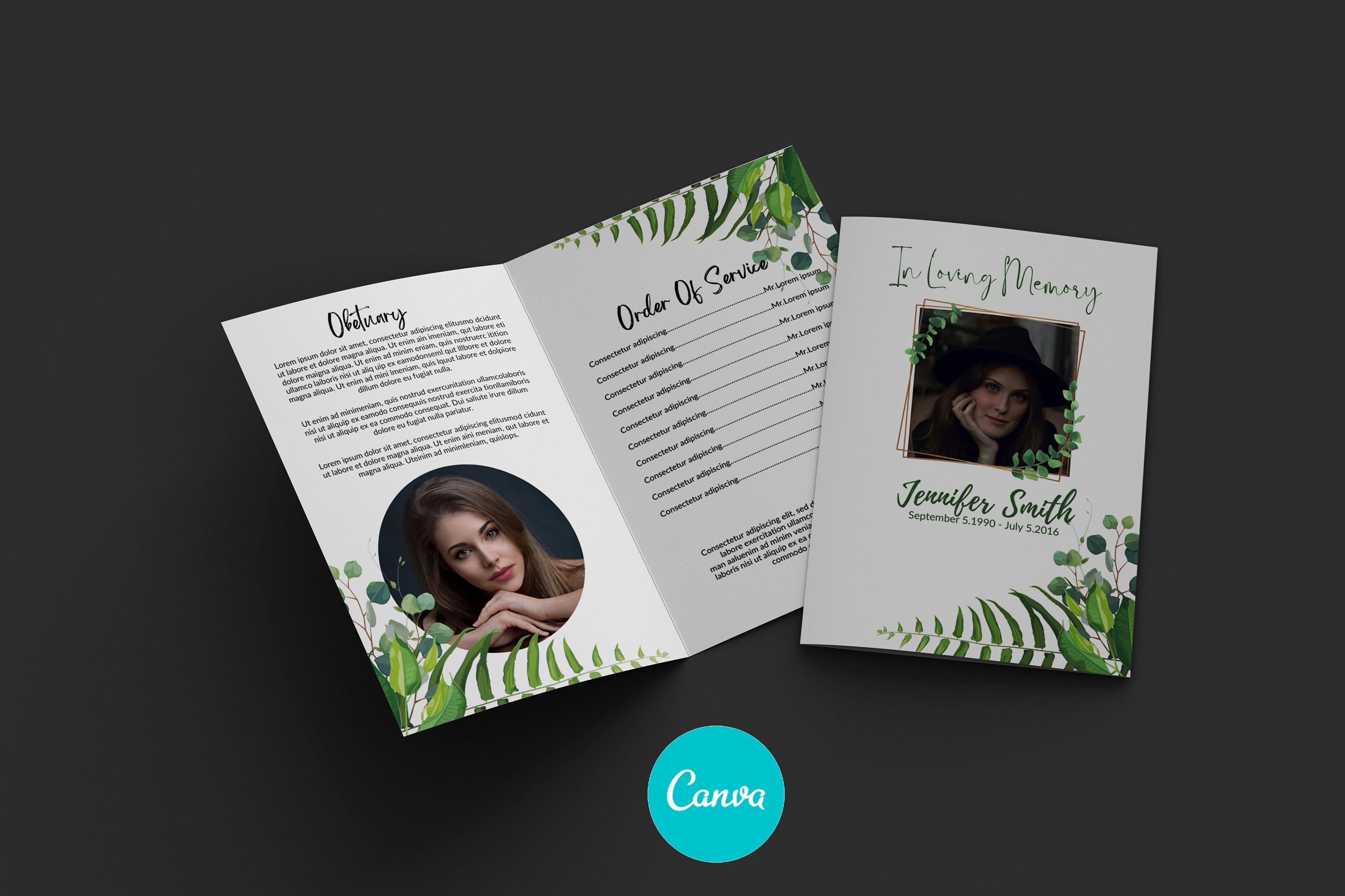 Memorial Service Template, Editable Funeral Program Template - Etsy