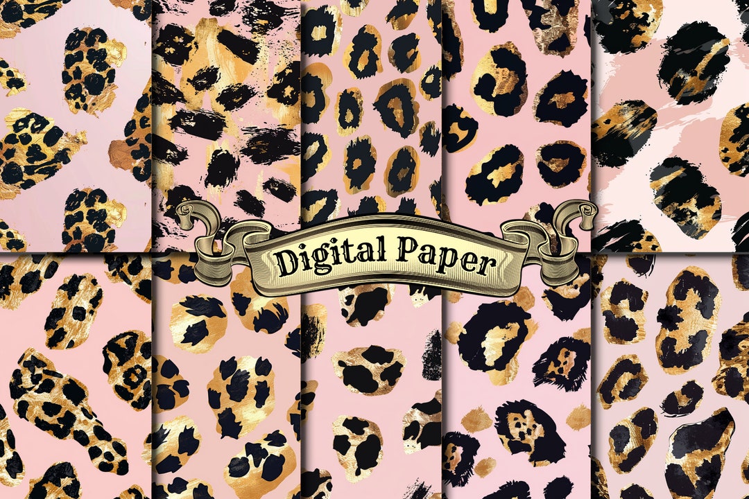 Pink and Gold Leopard Digital Paper Pack - Etsy
