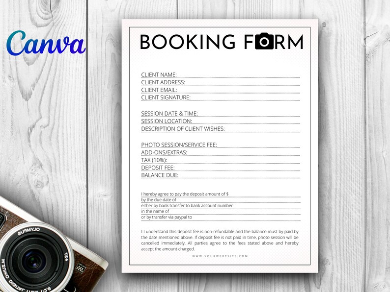 Editable Photography Contract Template, Model Release Template, Canva ...
