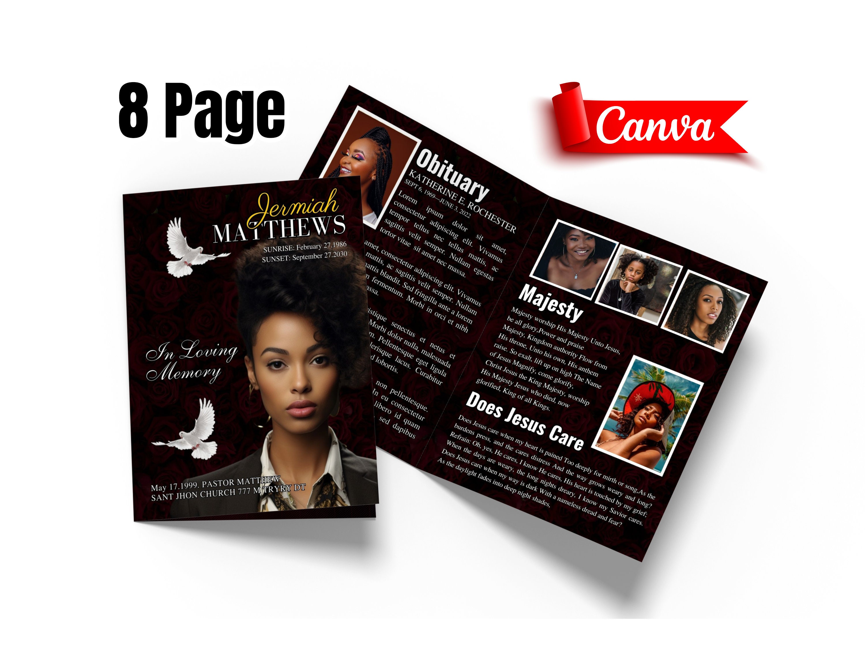 Black Funeral Memorial Program Minimalist Black Funeral - Etsy