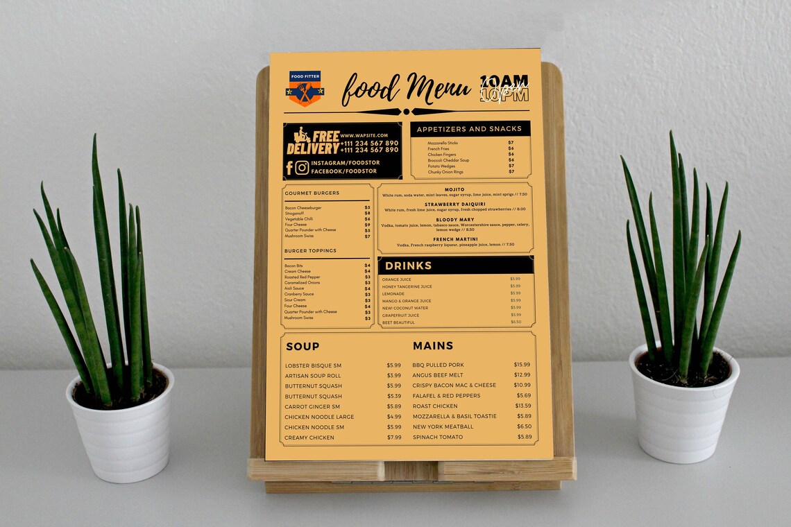 Food Menu Flyer, Food Menu Flyer Template - Etsy