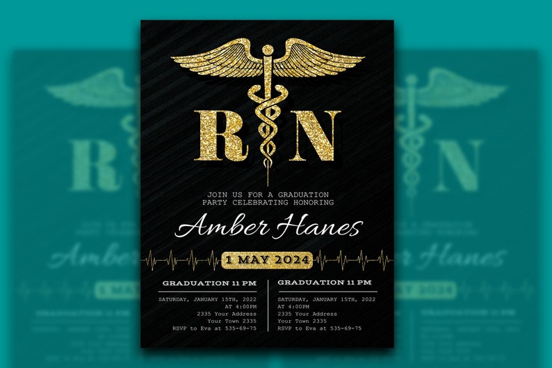 Nurse Graduation Invitation | Licensed Nurse Graduation | Rn Graduation ...