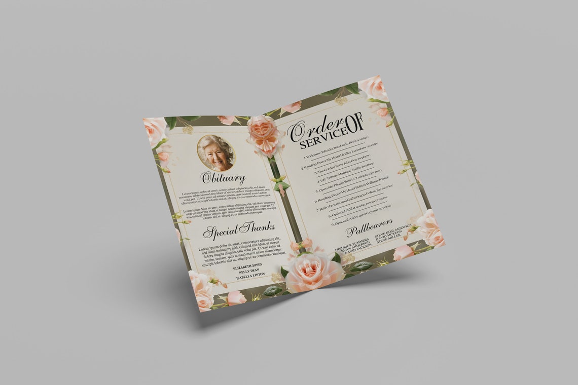 Editable Funeral Program Template, Memorial Service Template ...