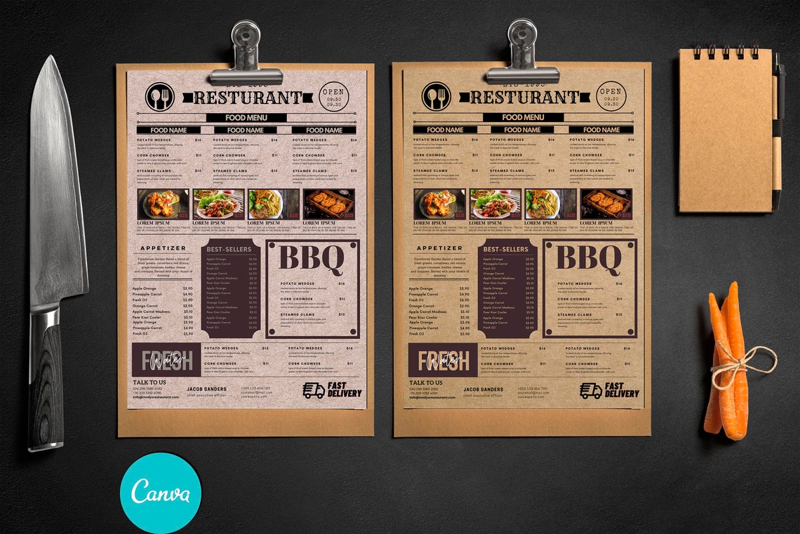 Vintage Food Menu Template, Retro Menu Template - Etsy