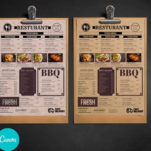 Vintage Food Menu Template, Retro Menu Template - Etsy