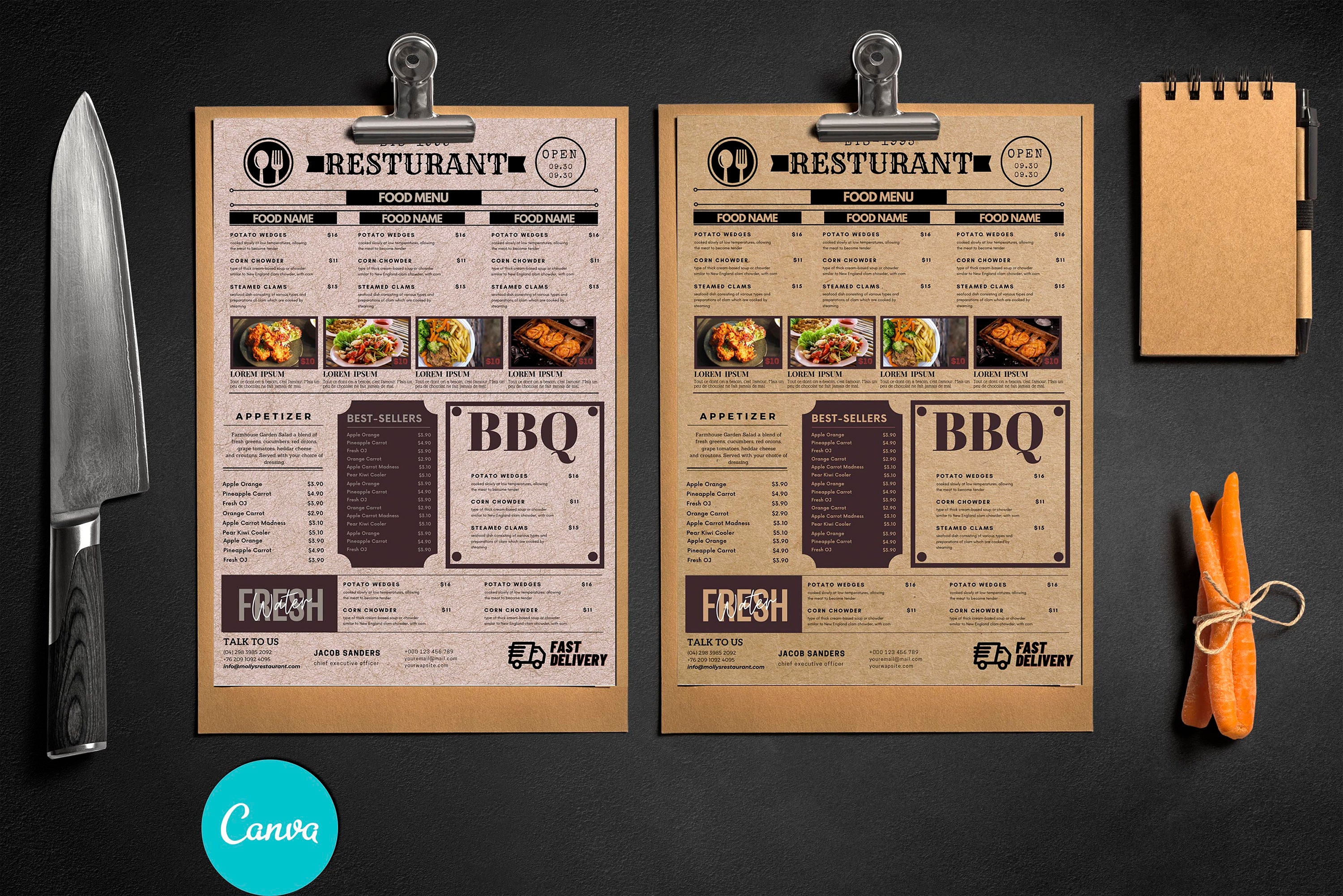 Vintage Food Menu Template, Retro Menu Template - Etsy