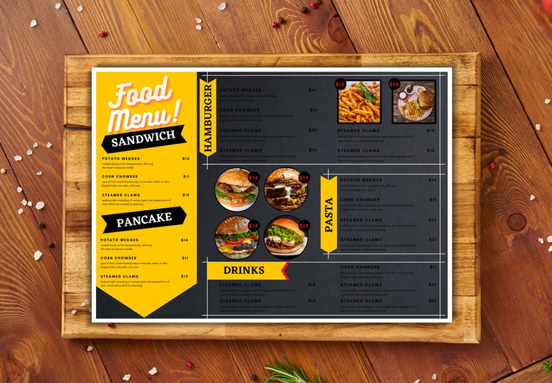 Food Menu Template, Food Truck Menu Template, Restaurant Menu, Food ...