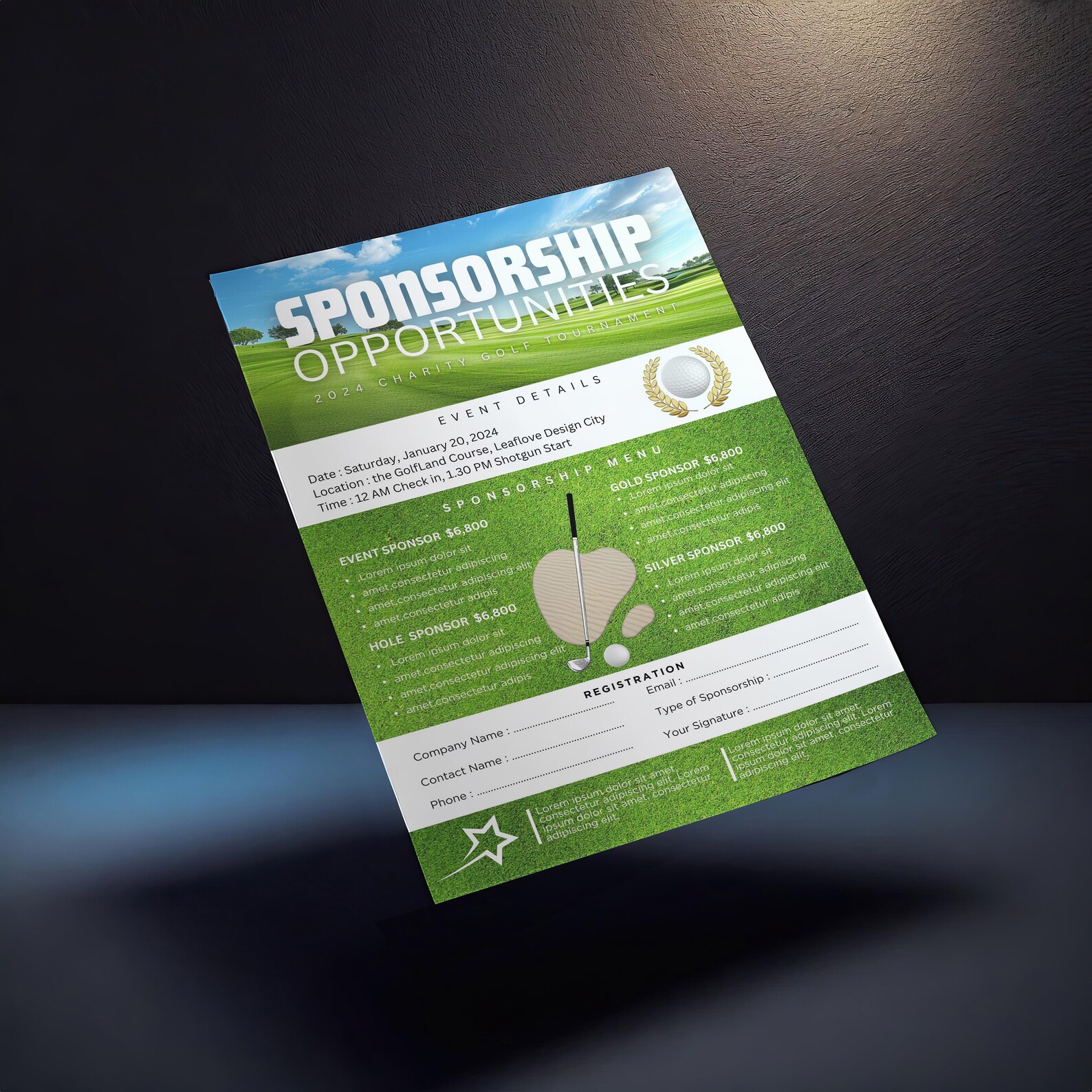 DIY Golf Event Sponsorship Form, Canva Templates, Editable Fundraiser ...