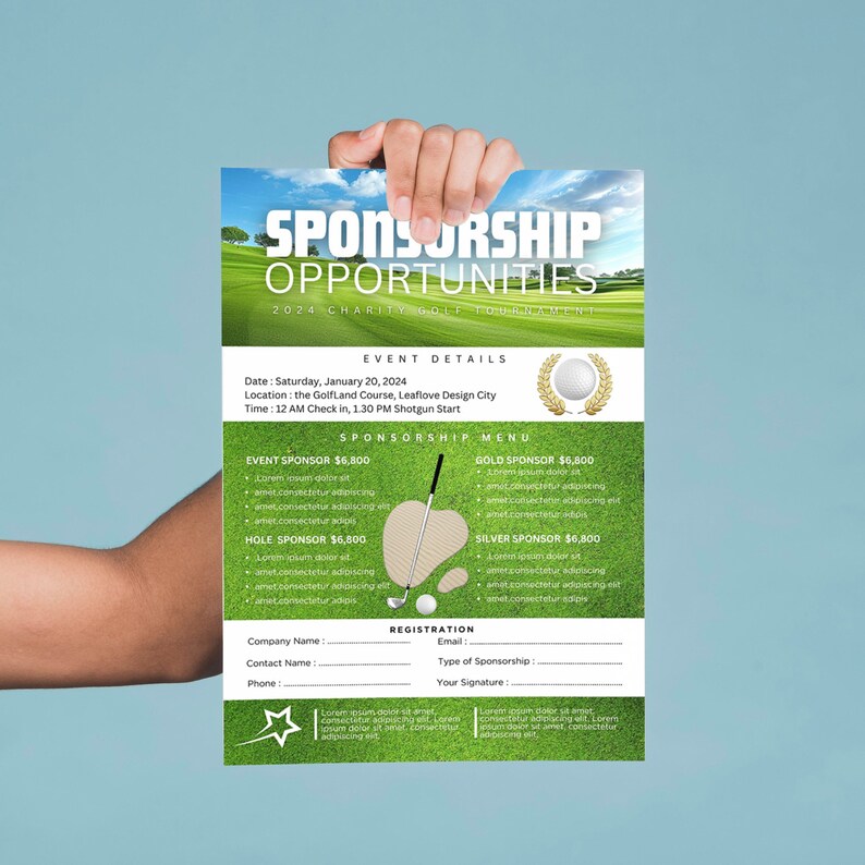 DIY Golf Event Sponsorship Form, Canva Templates, Editable Fundraiser ...
