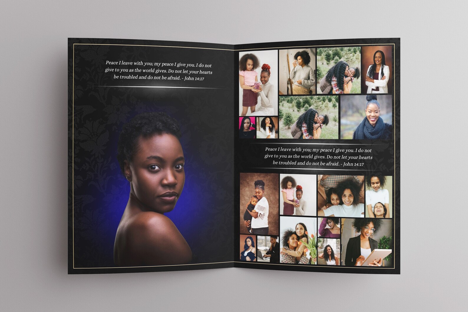 Gold Luxury Funeral Program Template, Large Magazine Style Booklet ...