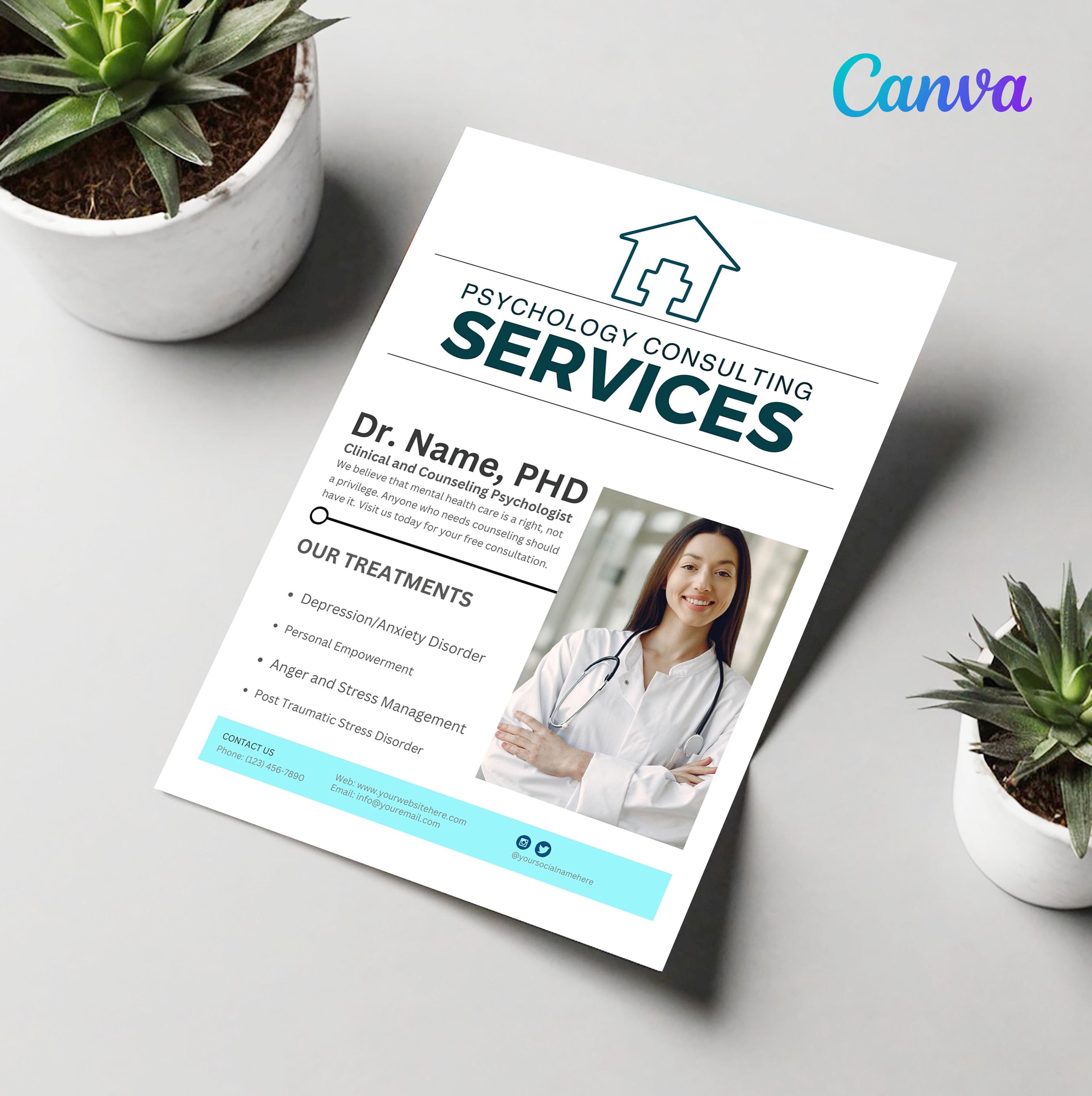 Psychology Therapy Flyer, Mental Health Flyer, Psychologist Service ...