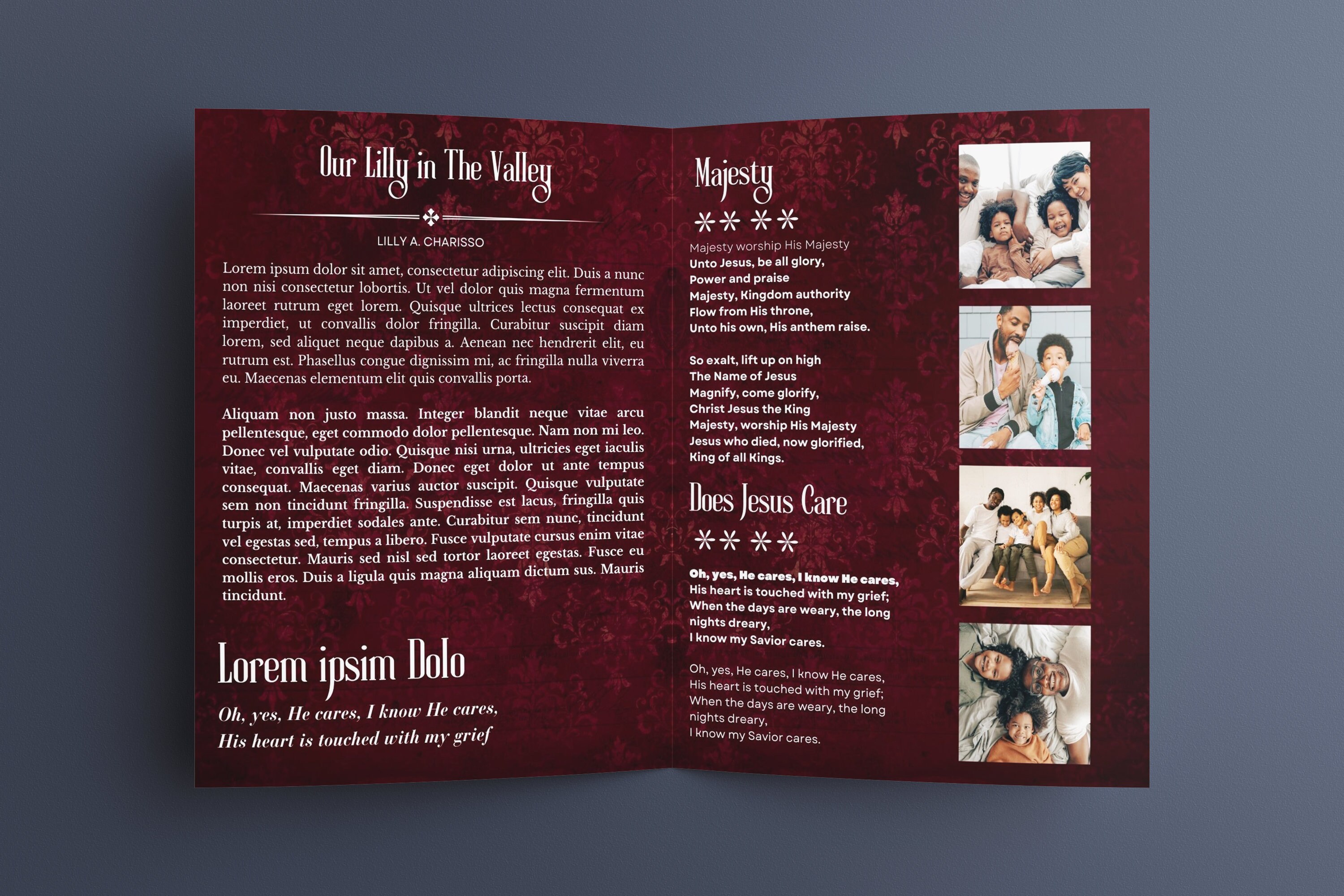 8 Page Red Funeral Program Template | Celebration of Life | Editable in ...