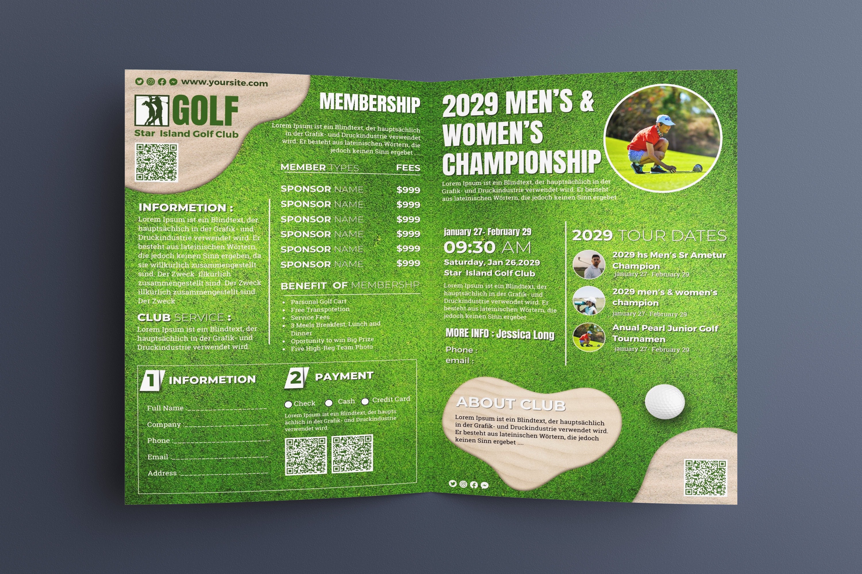 Golf Tournament Bi-fold Brochure Template | Print Size 11x8.5 Inches - Etsy