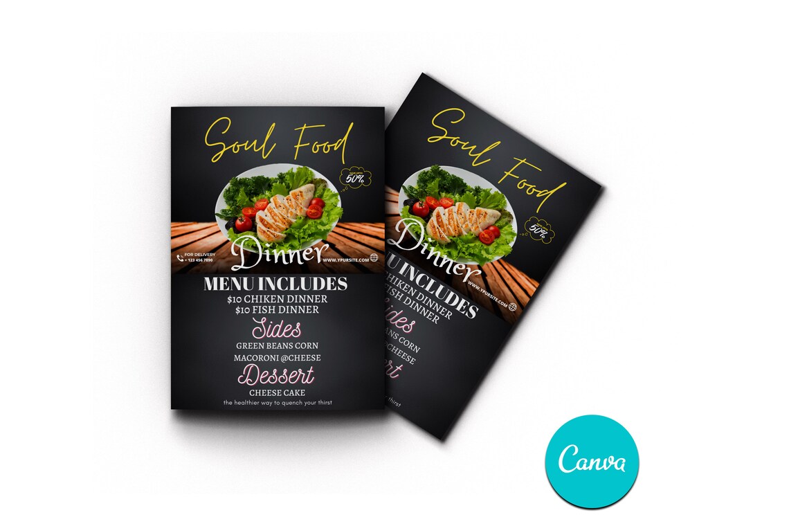 Soul Food Menu Flyer Template, Food Dinner Fundraising Flyer ...
