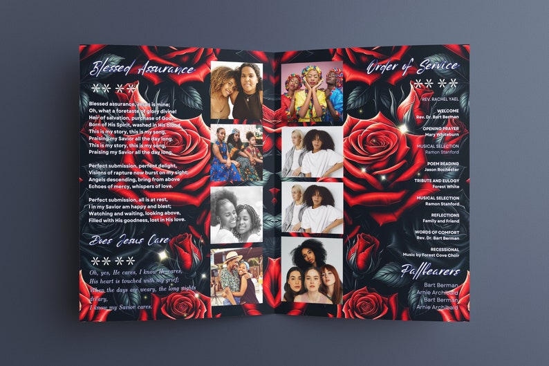 Printable Memorial Booklet - 8 Pages, Elegant Memorial Program, Funeral ...