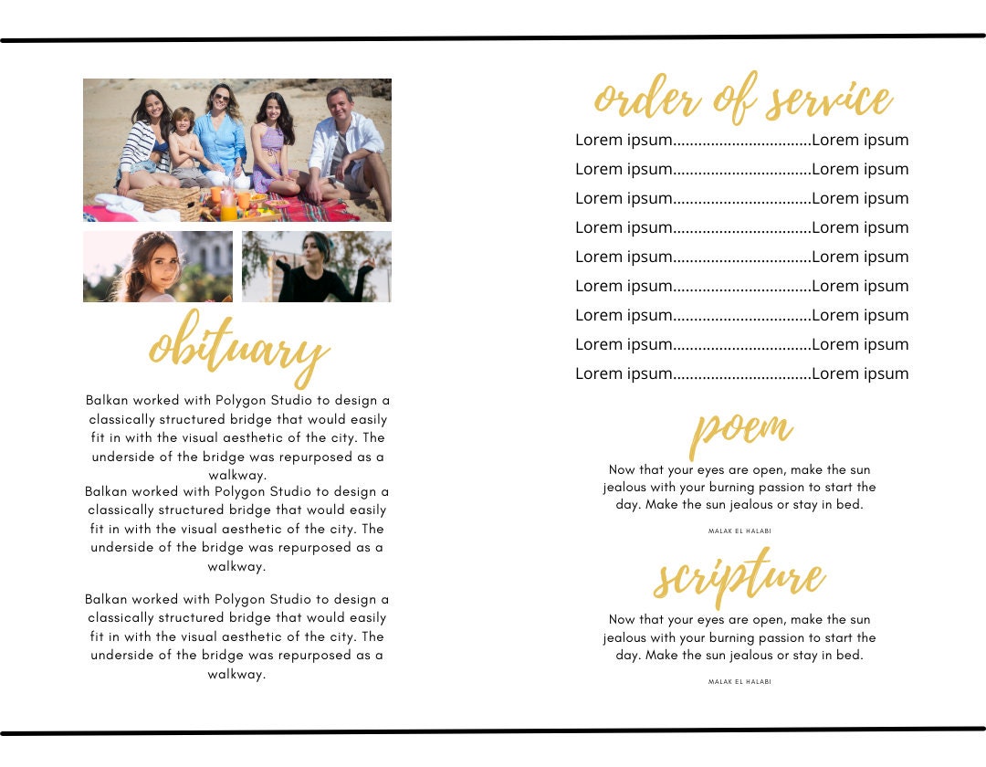 Editable Memorial Service Template, Funeral Program Template, Floral ...