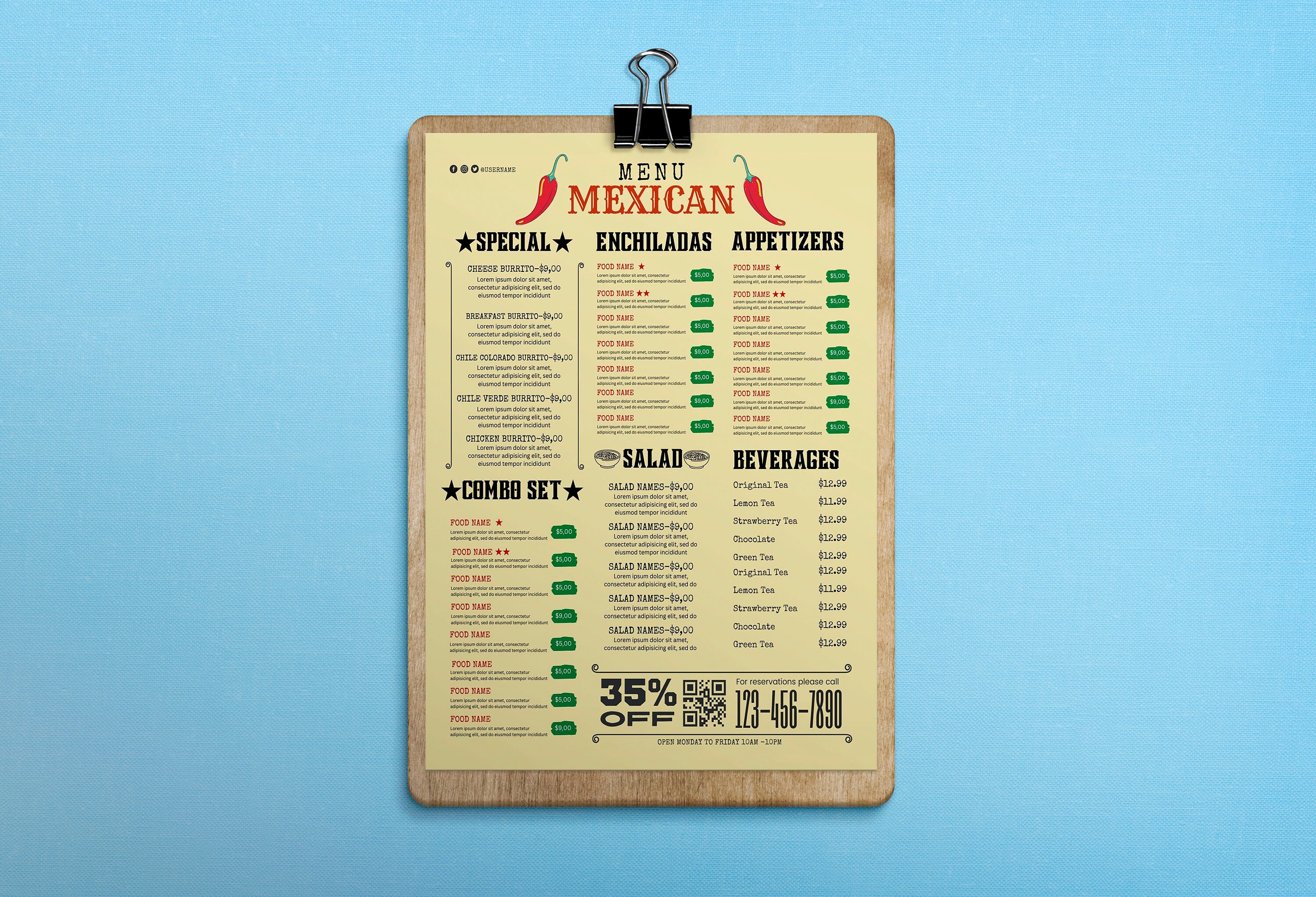 Editable Mexican Food Menu Template, Mexican Menu Card, Printable ...