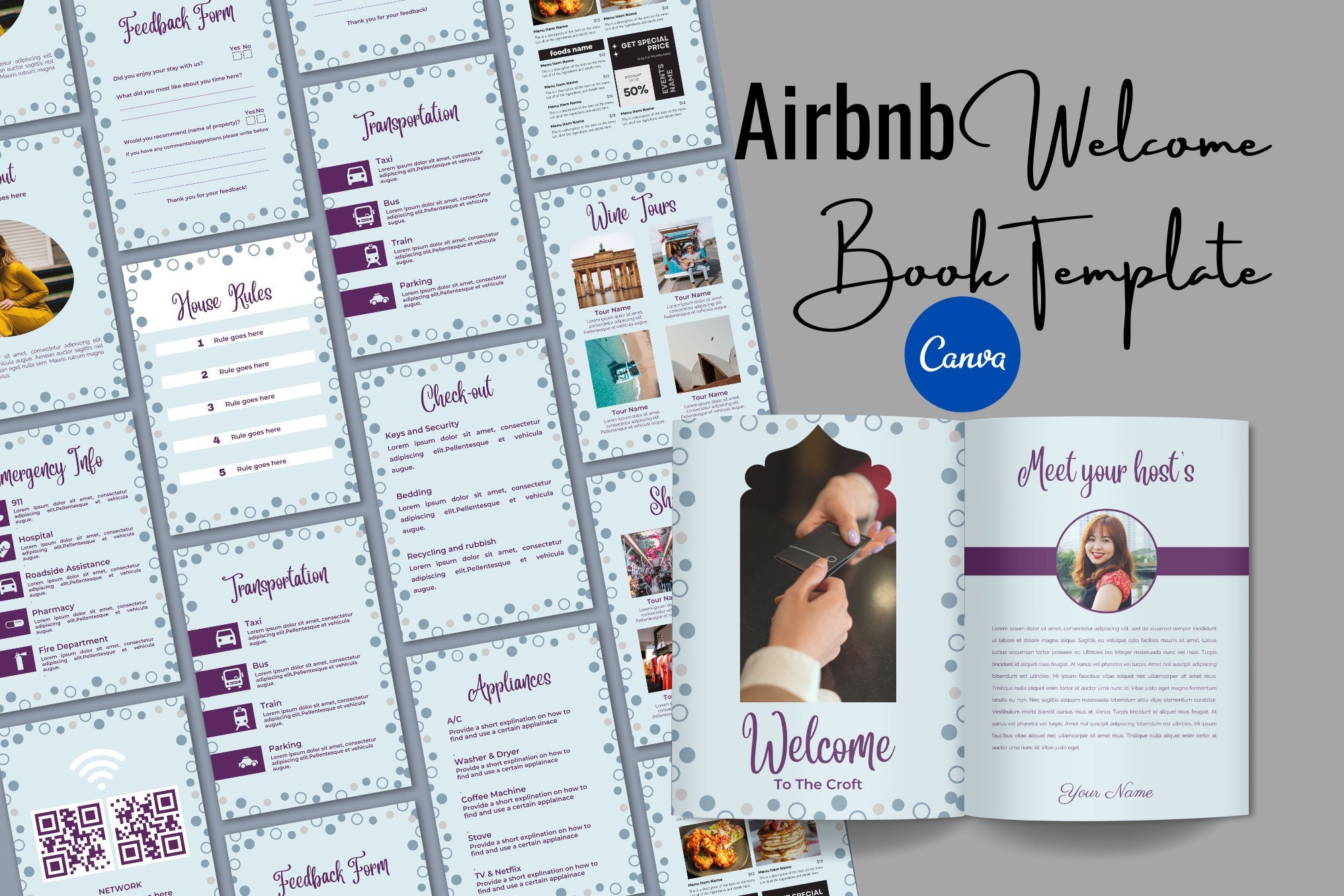 Printable Airbnb Welcome Book Template House Host Manual Guidebook ...