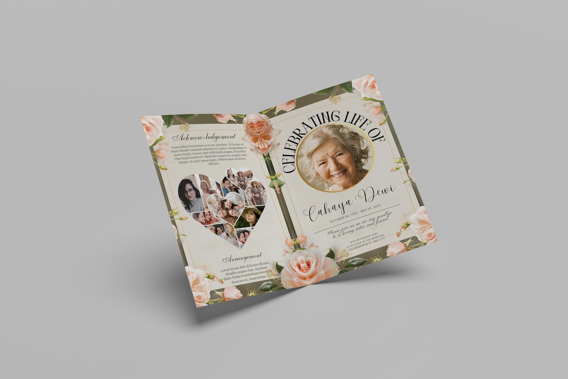 Editable Funeral Program Template, Memorial Service Template ...