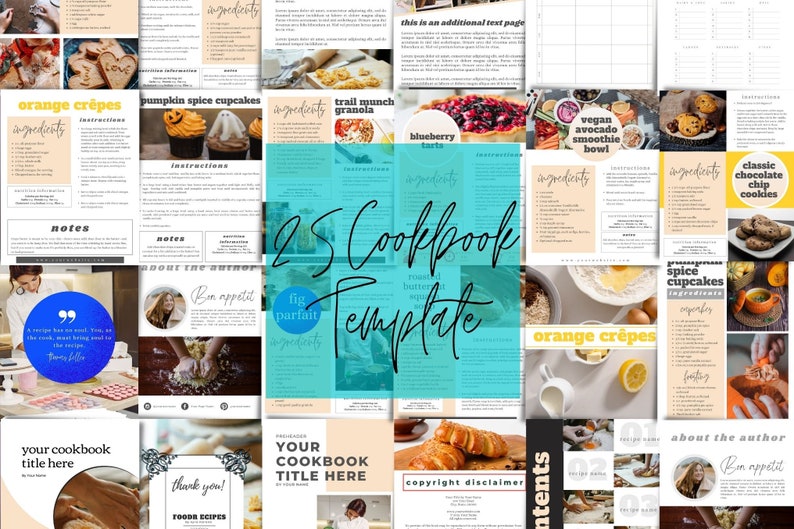 Printable Cookbook Template Canva, Cookbook Template Printable ...
