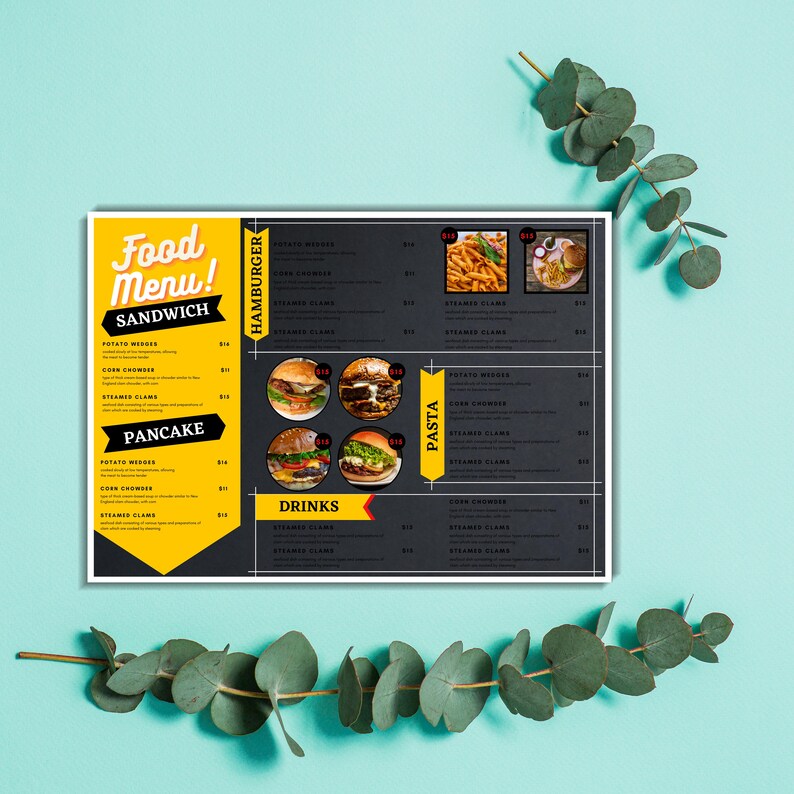 Food Menu Template, Food Truck Menu Template, Restaurant Menu, Food ...