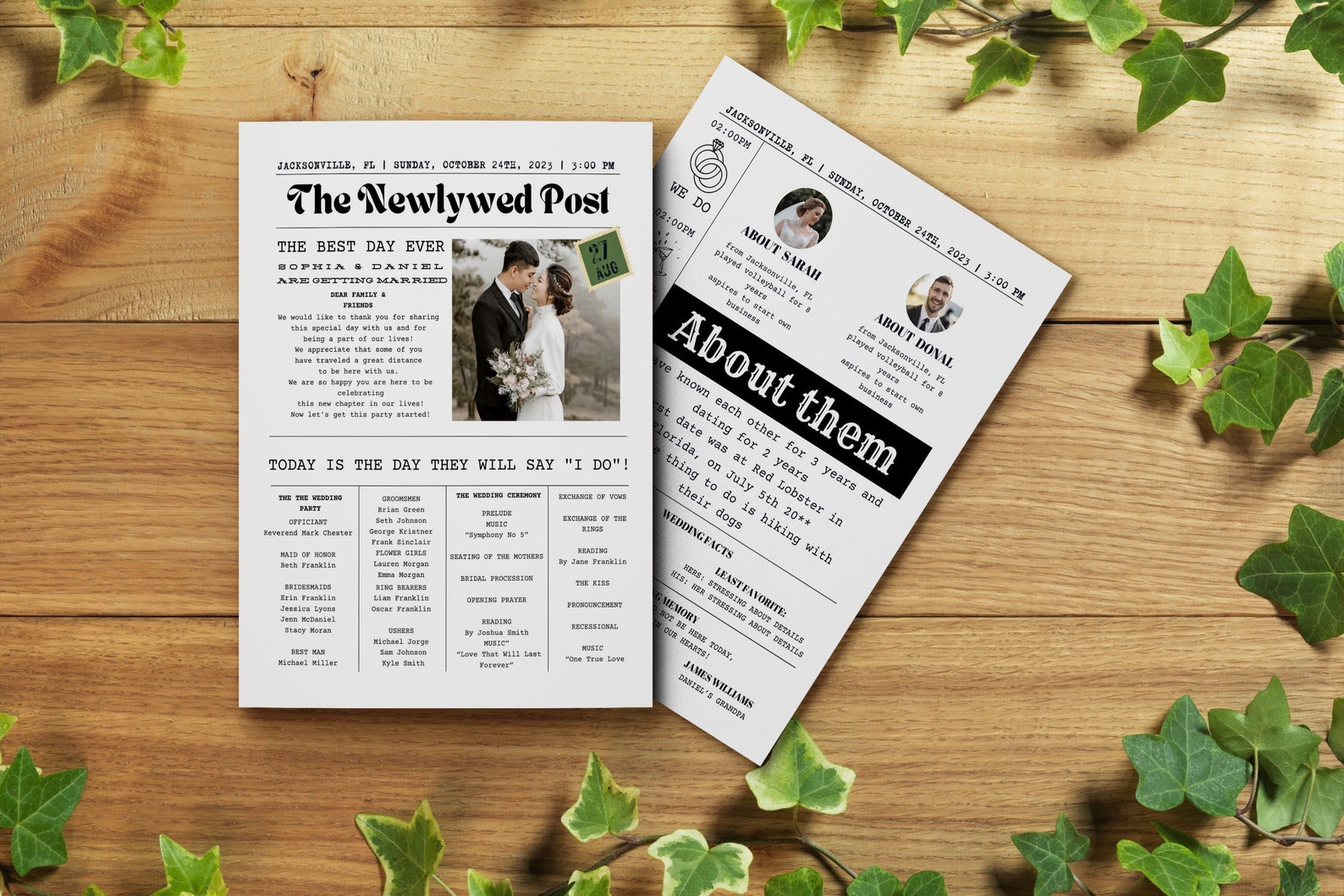Editable Newspaper Wedding Program Template Editable Wedding - Etsy