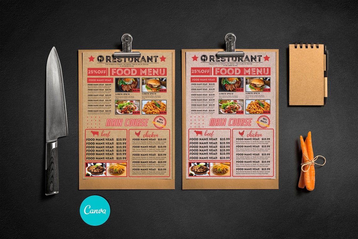 Printable Restaurant Menu Template, Food Shop Menu,bar Menu,food Menu ...