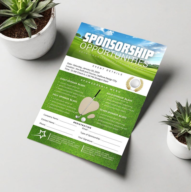 DIY Golf Event Sponsorship Form, Canva Templates, Editable Fundraiser ...
