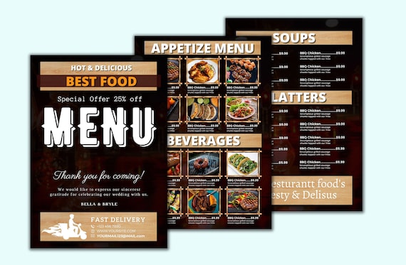 Editable Modern Food Menu Template Restaurant Menu Template - Etsy ...