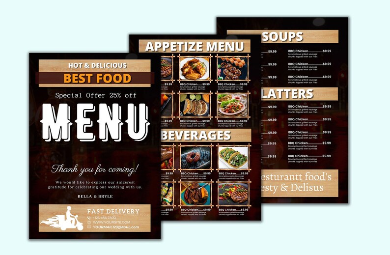 Editable Modern Food Menu Template, Restaurant Menu Template ...