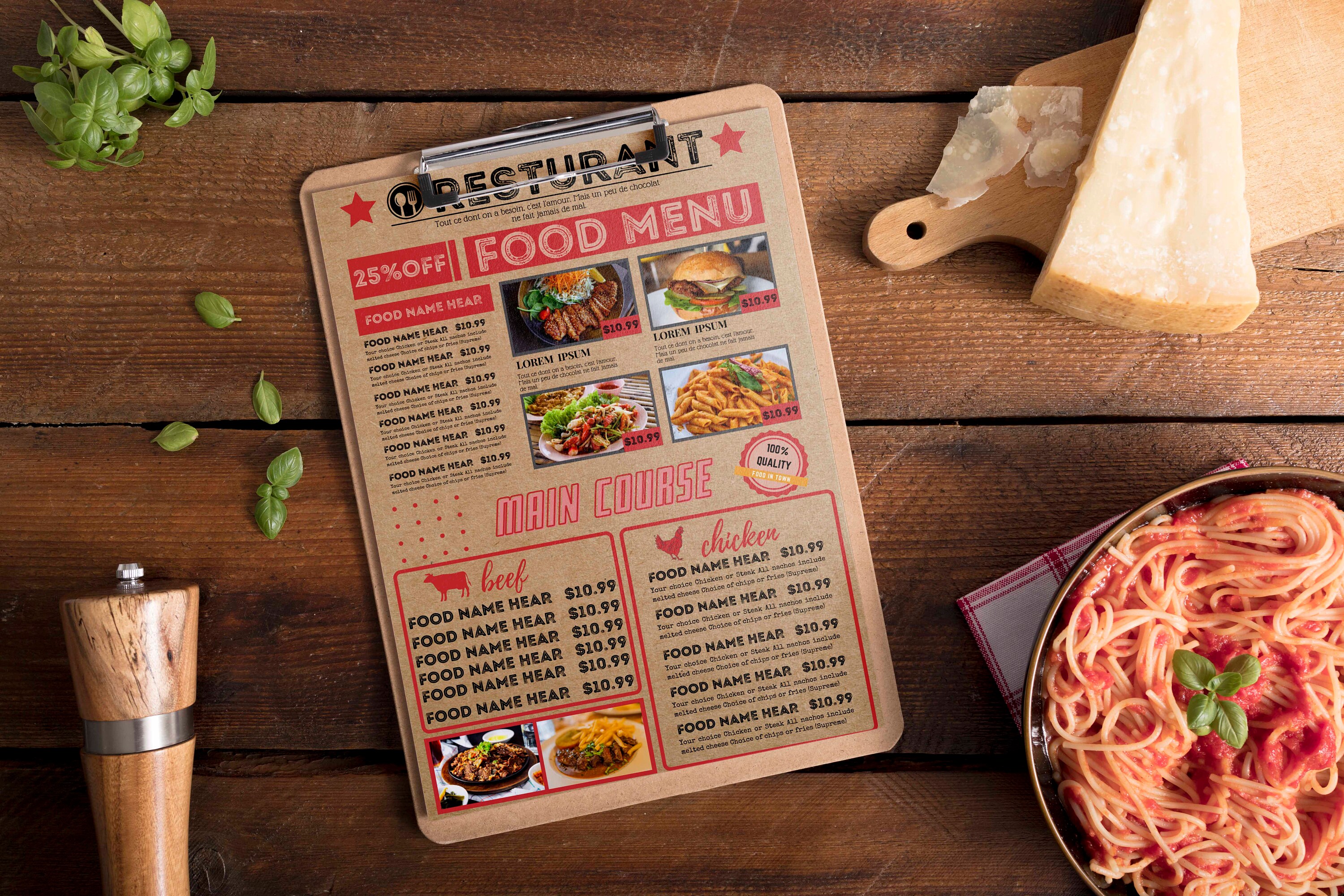 Printable Restaurant Menu Template, Food Shop Menu,bar Menu,food Menu ...